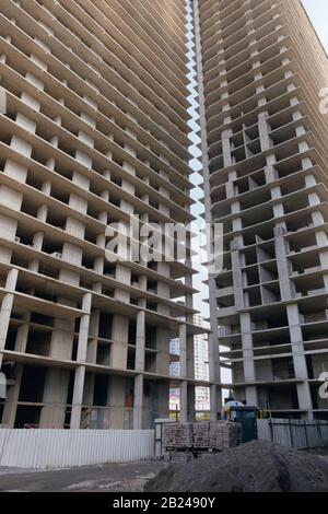 View of multistorey apartment house from the park in Third Macrorayan ...