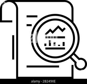 Reserching line icon, concept sign, outline vector illustration, linear ...