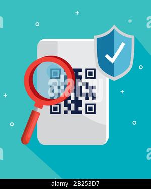 QR Code and Magnifying Glass, Search flat vector icon. Simple solid ...