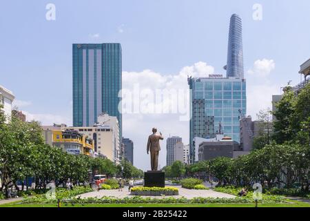 Nguyen Hue boulevard in District 1 is popular for its iconic landmark ...