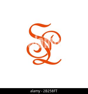 letter sl symbol curves linked ribbon overlap logo vector Stock Vector ...