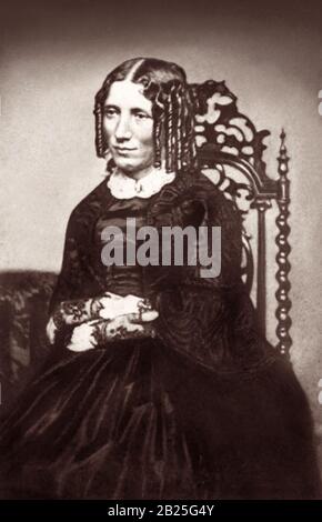 HARRIET BEECHER STOWE (1811-1896) American author of Uncle Tom's Cabin published in 1852 Stock ...