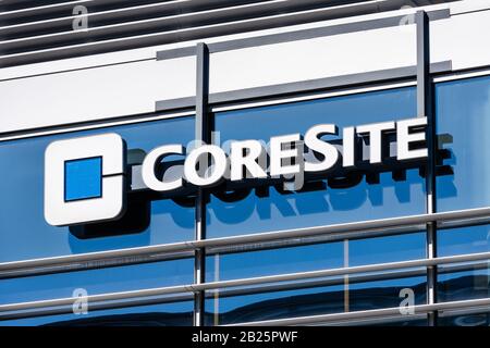 Coresite sign and logo at a location in Silicon Valley. CoreSite Realty ...