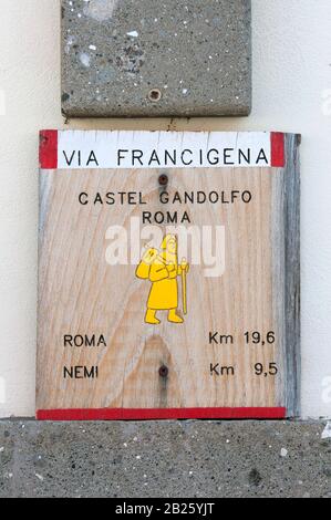 Signpost for the Via Francigena in Rome, Italy Stock Photo - Alamy
