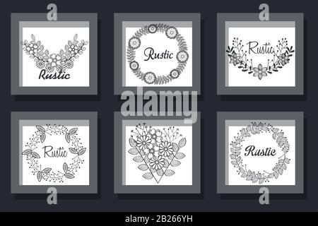 bundle designs of rustic flowers decoration Stock Vector Image & Art ...
