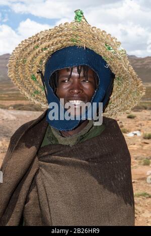 Basotho shepherd, Sani Top, Lesotho Stock Photo - Alamy