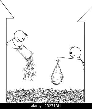 Cartoon stick man illustration of man throwing empty plastic bottle in ...