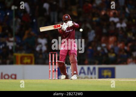 West Indies' Sunil Ambris plays a shot during the second one day ...