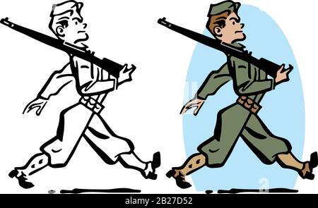 A cartoon of an American World War II era army general in uniform Stock ...