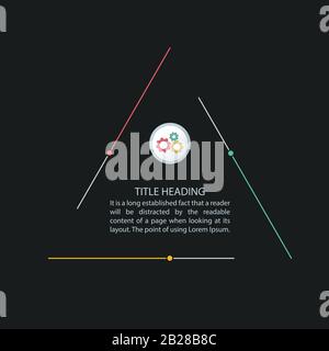 Triangular three step process, multicolor infographics template for corporate business ...