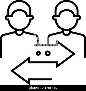 Knowledge sharing linear icon concept. Knowledge sharing line vector ...