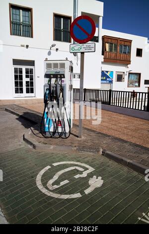 local government supplied electric car charging point in playa blanca ...