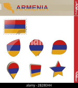 Armenia Star Flag. Armenian Star Shape Flag. Country National Banner ...