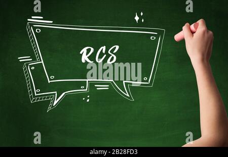 Hand drawing RCS abbreviation with white chalk on blackboard Stock ...