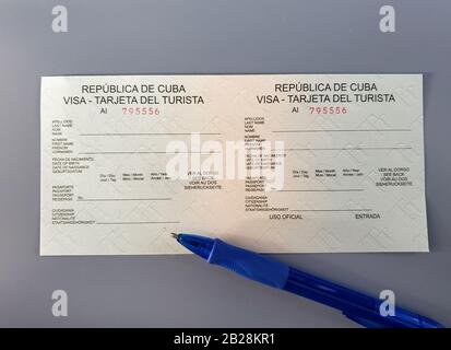 Cuba Visa card application form. This form should be completed by any ...