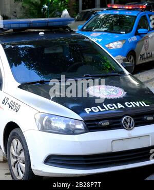 A Brazilian Civil Police car parked in the street in Rio de Janeiro ...