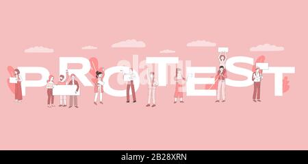 Activist word concept banner template. Smiling young people, men and ...