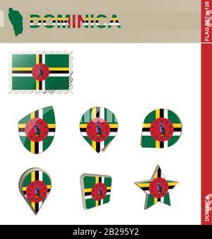 Vector set of the national flag of Dominica in various creative designs ...