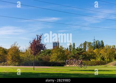 Scenery of Nordstern park, former coal mine area, consisted of various ...
