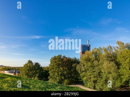 Scenery of Nordstern park, former coal mine area, consisted of various ...