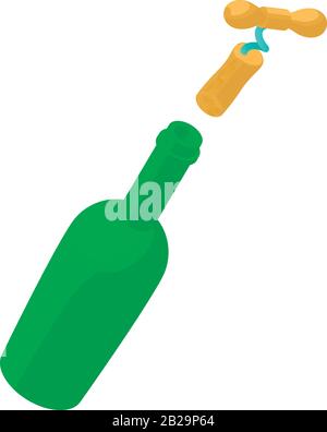 Opened Champagne Bottle, Cork Explosion. Flat Vector Icon illustration ...