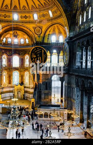 Stained glass, Hagia Sophia, Istanbul, Turkey. Emperor Justinian built ...