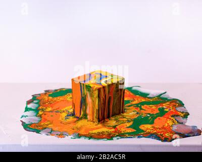 Abstract of multi coloured acrylic paint and oil Stock Photo - Alamy