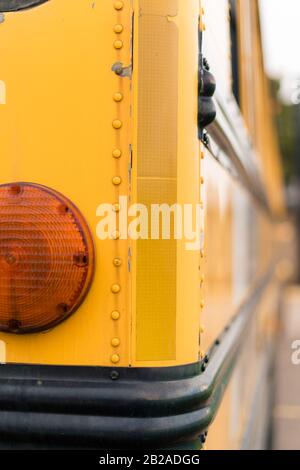 Close ups of yellow school bus on field trip Stock Photo - Alamy