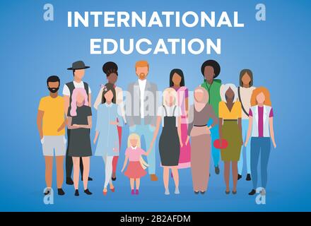 Internship abroad poster vector template. Students exchange program ...