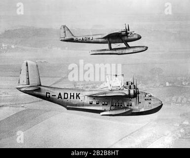 The Short Mayo Composite aircraft consists of a Short Empire flying ...