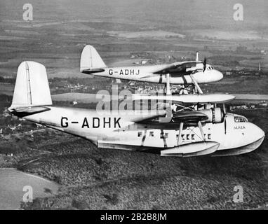 The Short Mayo Composite aircraft consists of a Short Empire flying ...