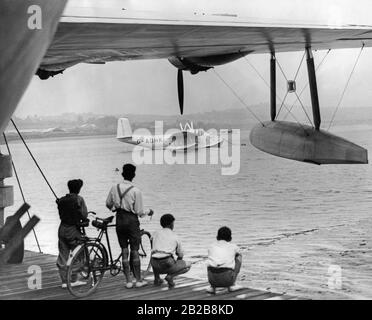 The Short Mayo Composite aircraft consists of a Short Empire flying ...