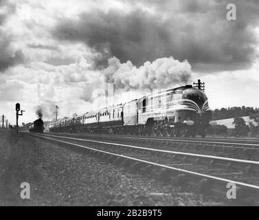 Streamlined steam locomotive in Great Britain, 1936 Stock Photo - Alamy