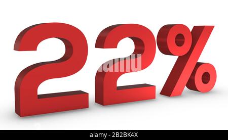 Numeral 22, twenty two, isolated on white background, 3d render Stock ...
