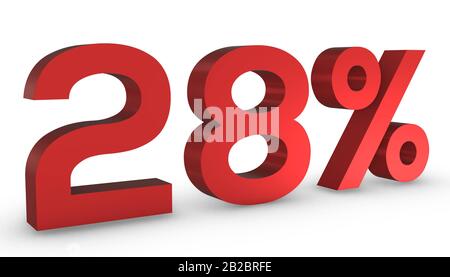 Red number 28 (number twenty-eight) with golden symbols endless knot ...