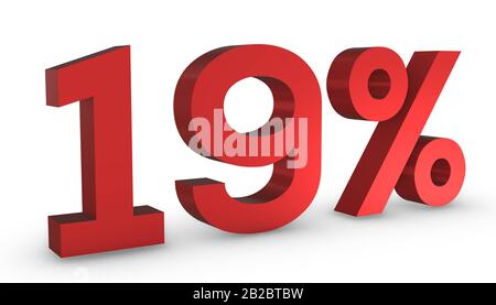 Numeral 19, nineteen, isolated on white background, 3d render Stock ...
