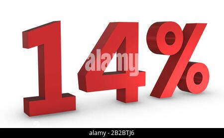 3D Shiny Red Number Fourteen 14 Isolated on White Background Stock ...
