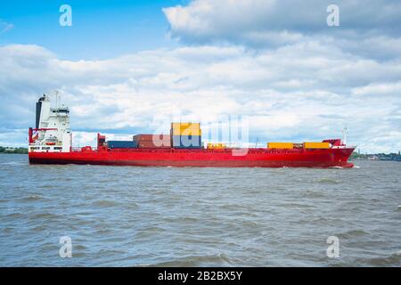 image of cargo barge carrying container. cargo barge carrying container ...