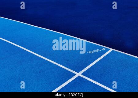 Photo of blue stadium tracks Stock Photo - Alamy