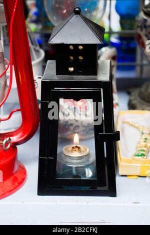 Old retro style lantern made of metal Stock Photo - Alamy