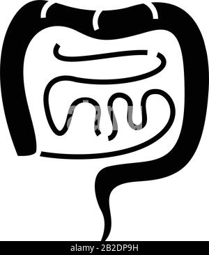 Small intestine glyph icon. Small bowel. Gastrointestinal tract ...