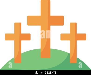 three crosses flat style icon design, Religion culture belief religious ...