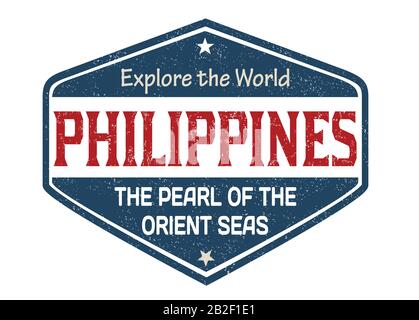 Philippines sticker. Travel rubber stamp with map of country, vector ...