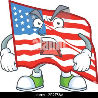 cartoon character of USA flag with angry face Stock Vector Image & Art ...