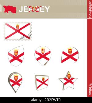 Jersey Map Flag. Map of the Bailiwick of Jersey with flag isolated on ...