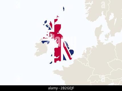 World map highlighted united kingdom with pink color vector ...