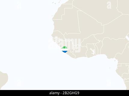 Map of Africa with highlighted Sierra Leone map, gray map of Sierra ...