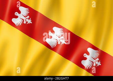 Lorraine Region flag, France waving banner collection. 3D illustration ...