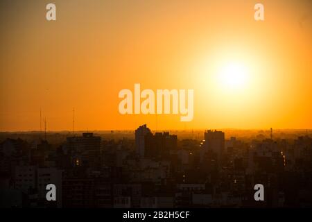 Romantic Sunset with strong orange color Stock Photo - Alamy