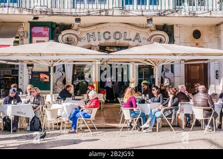 Café Nicola in Lisbon, Portugal. Famous café located on the inner-city ...